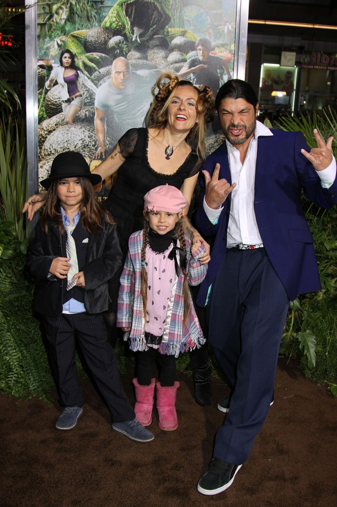 Robert Trujillo and family at the Los Angeles Premiere of JOURNEY 2 ...