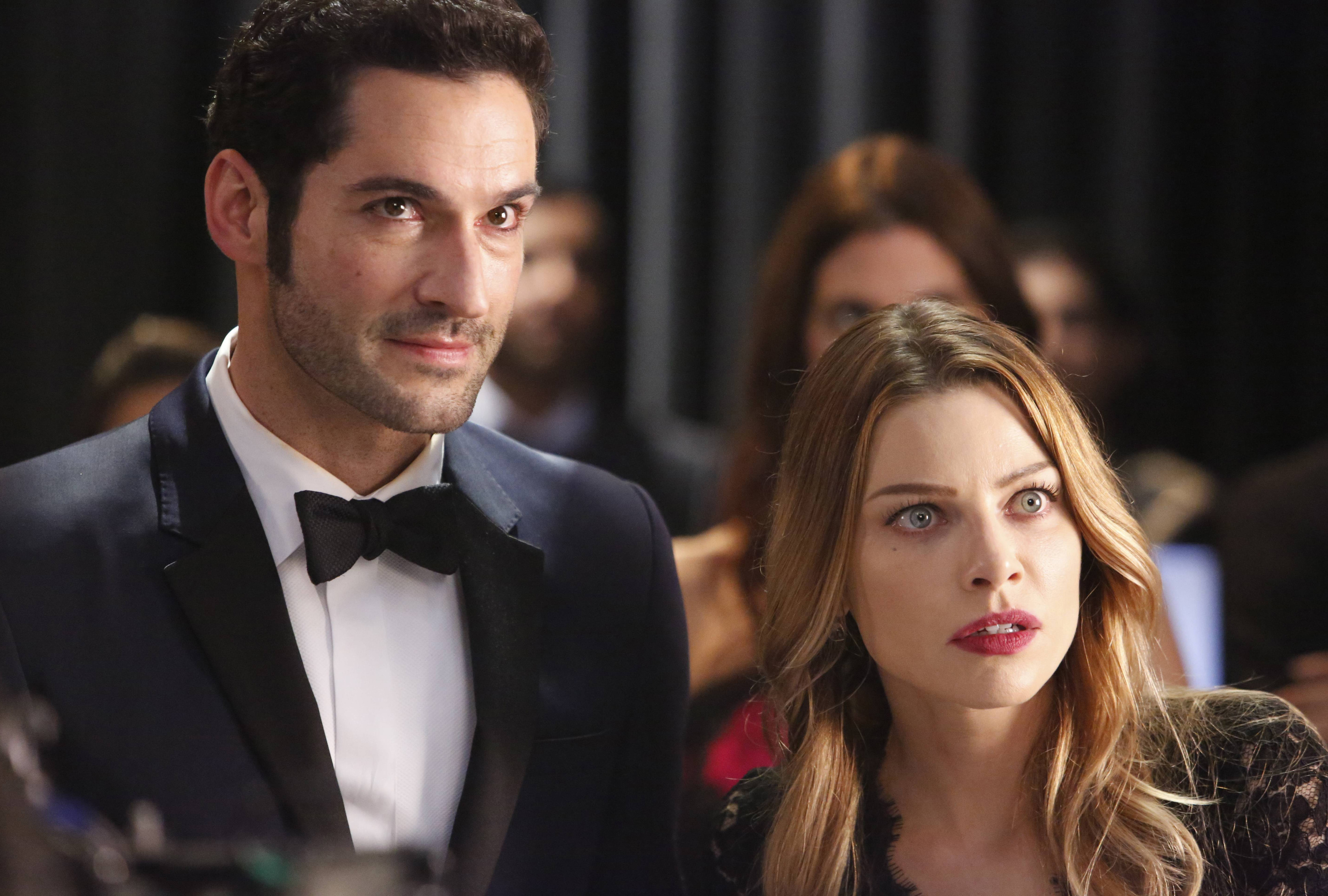 Tom Ellis as Lucifer and Lauren German as Detective Chloe Decker in Fox ...